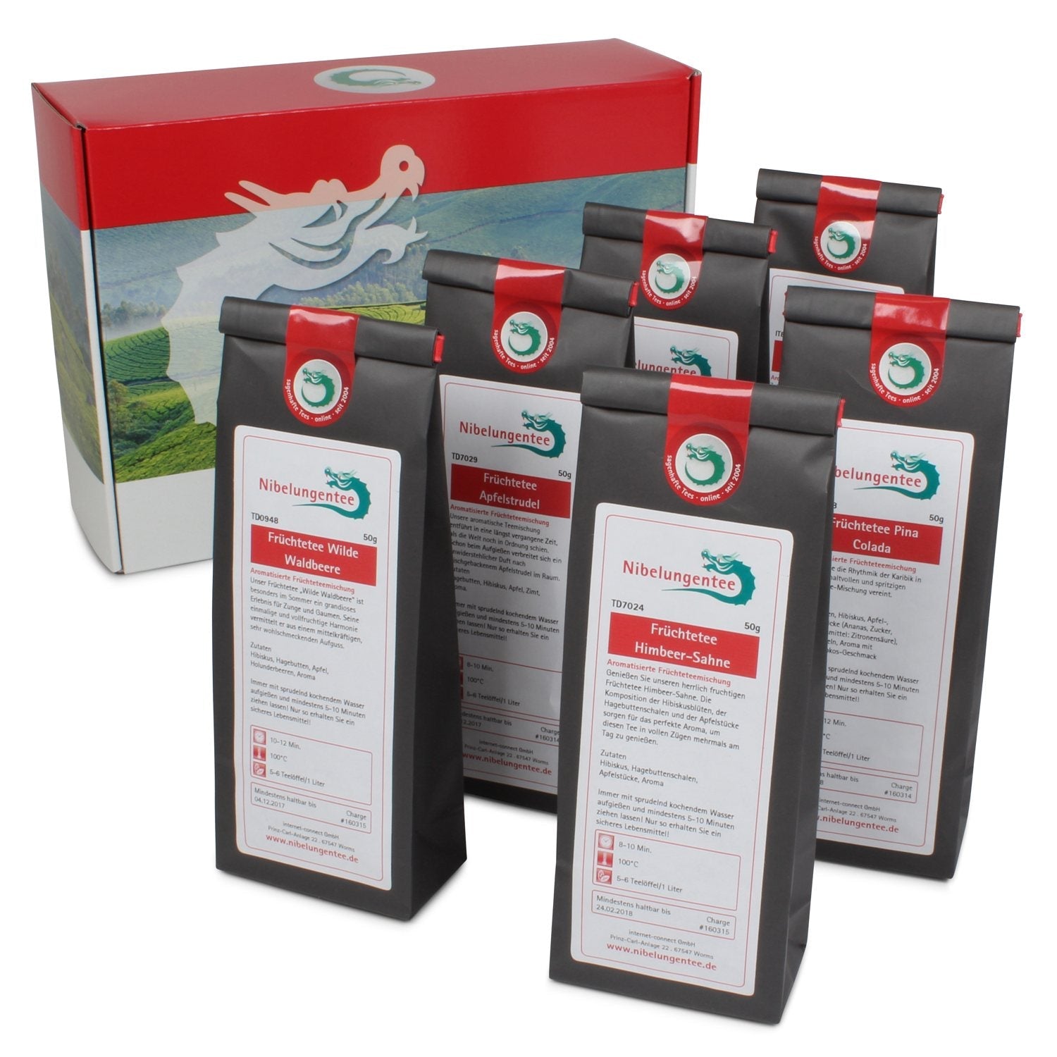 Geschenkset Assam-Tee - 6 x 50g aromatische Schwarztees – Nibelungentee